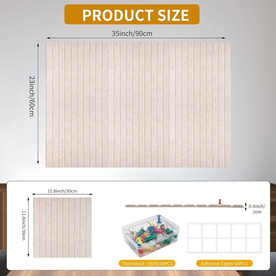 6 Pack Large Felt Wall Tiles Cork Boards for Office,90×60cm Vision ...