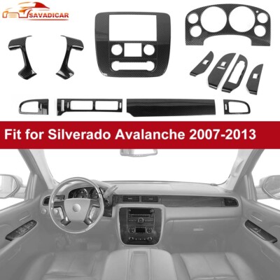 12x Set Carbon Fiber Interior Dash Full Kit Cover Trim For Chevy ...