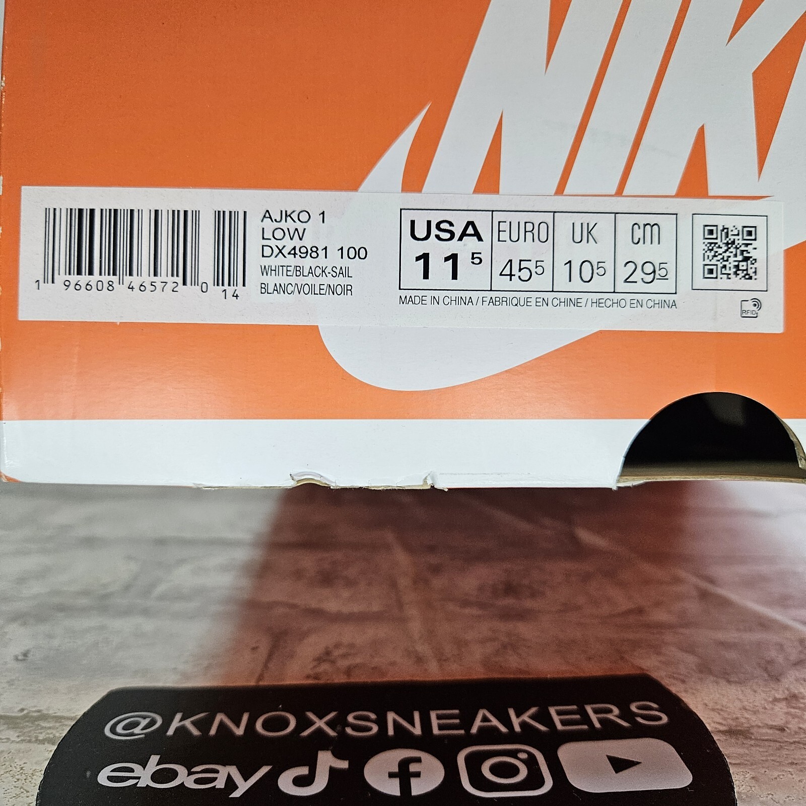 Nike Air Jordan 1 AJKO Low Black White Sneaker DX4981-100 Men's Size 11 ...
