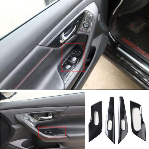 4X Carbon Fiber Window Lift Panel Switch Trim For Nissan Teana Altima ...