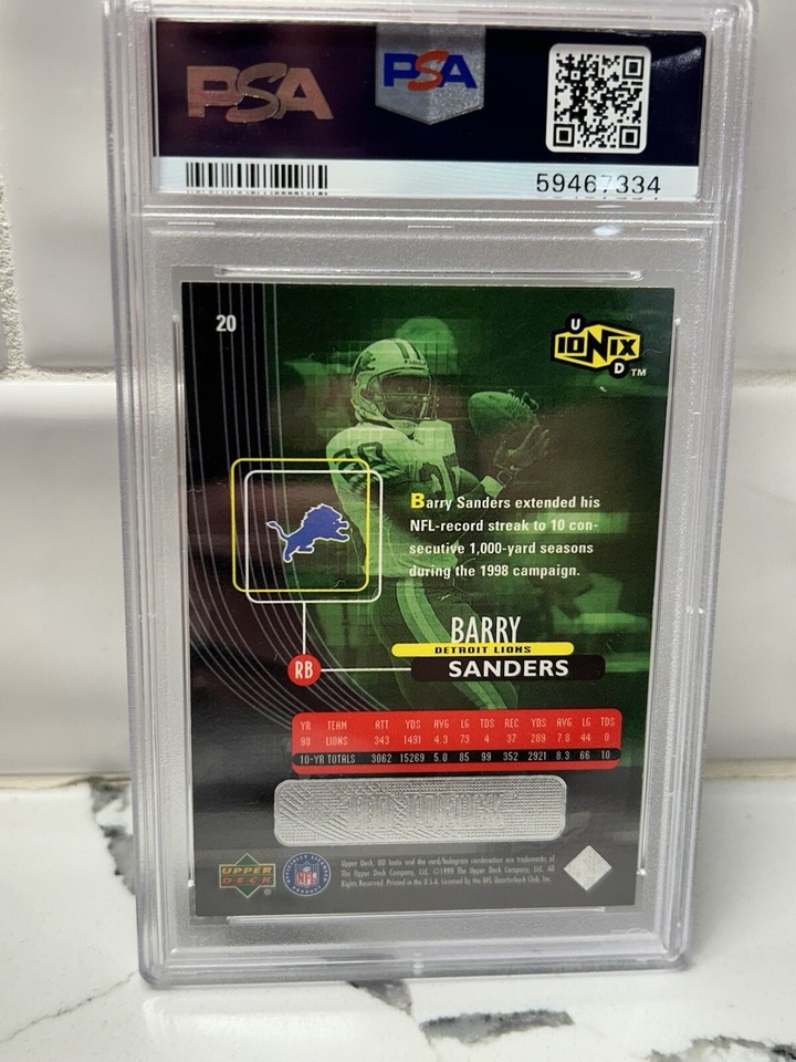 1999 Upper Deck Ionix Barry Sanders card #20 PSA 8 | eBay