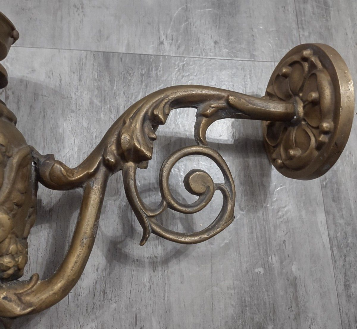 Vintage Pair Bronze Wall Bracket Lamp Fixtures Cherubs Architectural ...