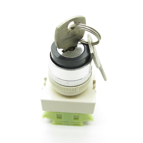 22mm Key Lock Switch 2 Positions 4 Screws Machine Power OFF-ON NO + NC ...