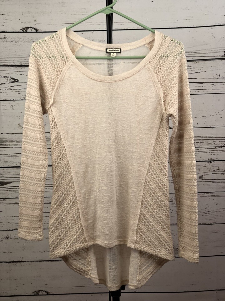 Eyeshadow Small Hi-lo Light Sweater Beige Long Sleeves | eBay