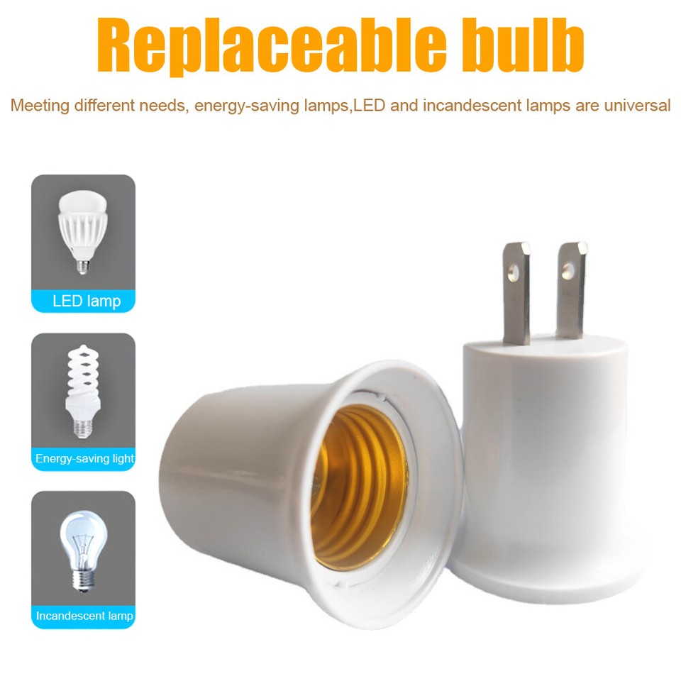 4Pcs Light Socket to Plug Adapter Bulb Outlet Adapter Plug-in Light E26 ...