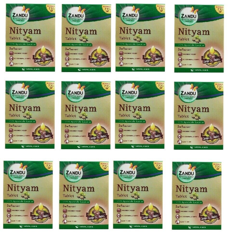Zandu Nityam Tablets (12 Packs) 10 Tablets in each Pack - 120 Tablets ...