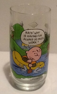 Mcdonald's 1983 Peanuts Camp Snoopy Collection Glass Vintage Rafting ...