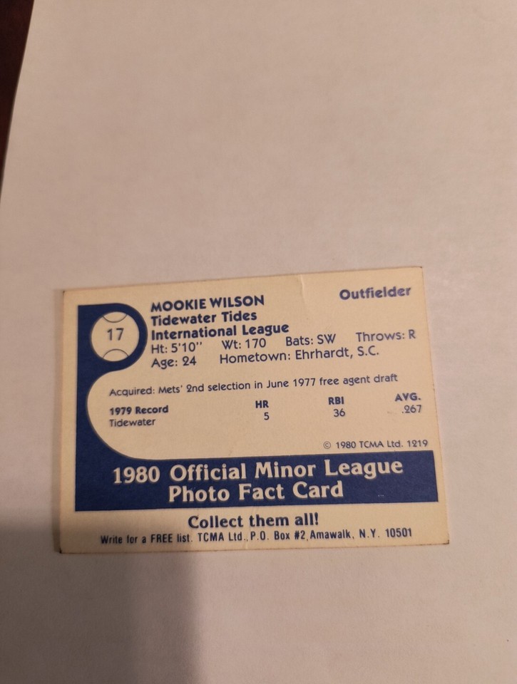 MOOKIE WILSON 1980 TCMA PHOTO FAT CARD SIGNED #17 FREE SHIPPING | eBay