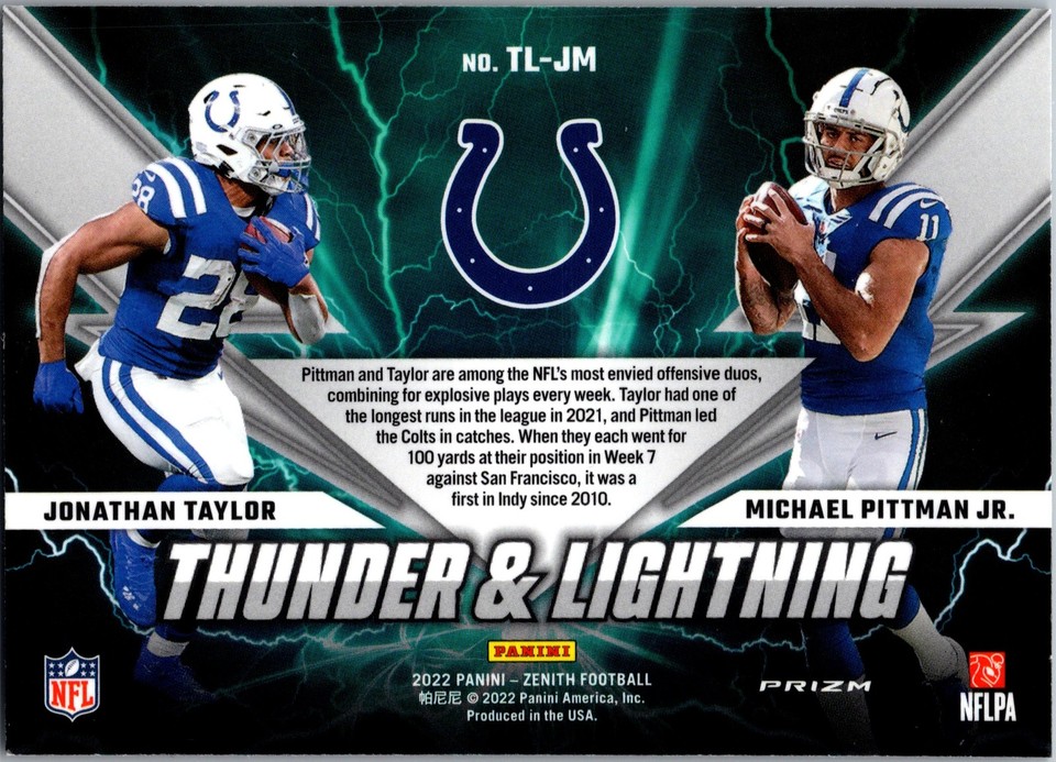 2022 Zenith #TL-JM Jonathan Taylor / Michael Pittman Jr. Thunder and ...