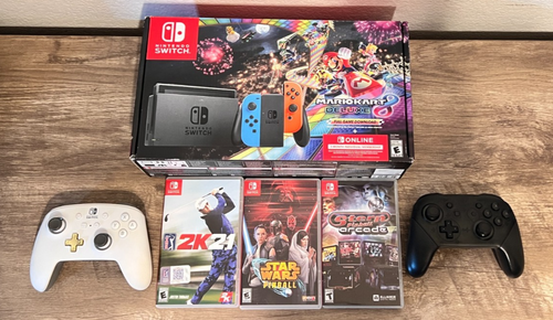 nintendo switch console unit, w/3 games & 2 enhanced wireless ...