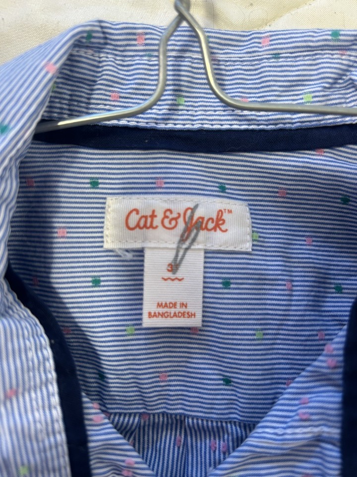 Cat & Jack Shirt Boy’s 3t Blue Striped Button Down Cotton New | eBay