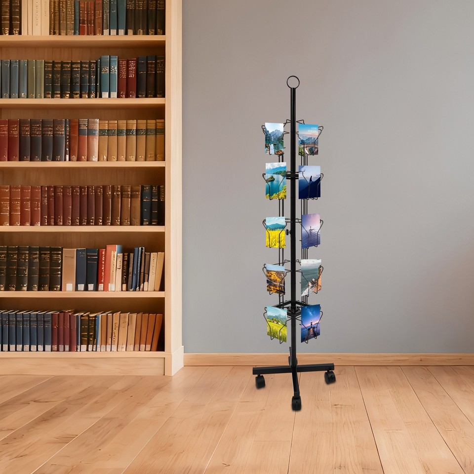 Greeting Card Rack Spins 20 Pocket Black Retail Display 6" x 8 Cards ...