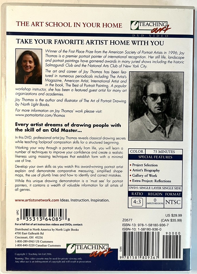 The Art of Portrait Drawing with Joy Thomas - DVD Teaching Art 75 Min ...