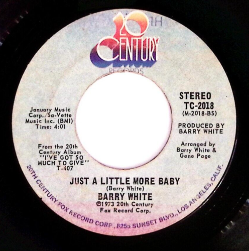 BARRY WHITE JUST A LITTLE MORE BABY/I'M GONNA LOVE YOU JUST A...VINYL ...