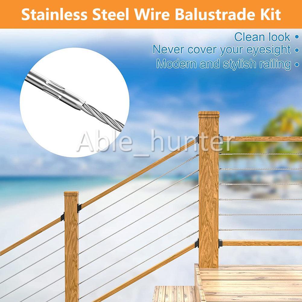 40X Stainless Steel DIY Balustrade Kit Wire Rope Terminal Lag Swage ...