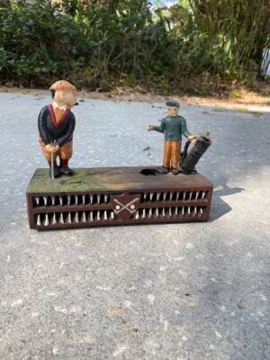 Cast Iron Golf Birdie Putt Mechanical Coin Money Bank- READ | eBay