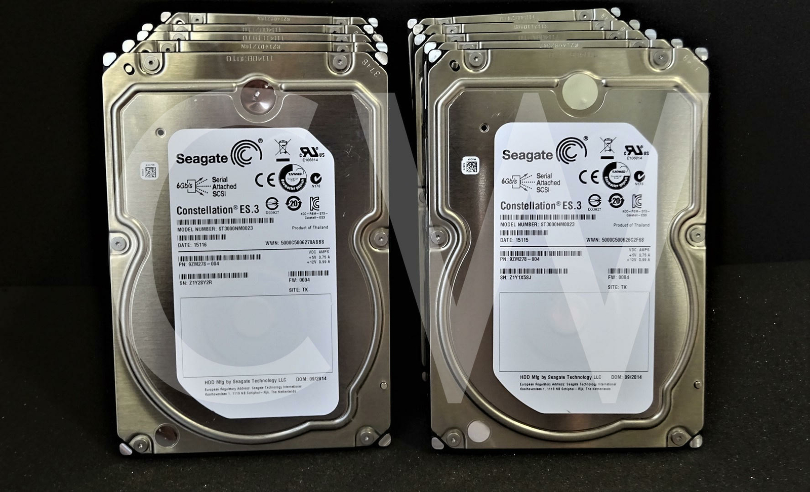 LOT OF 10-Seagate ST3000NM0023 9ZM278 3TB 7.2K RPM 6Gb/s 3.5" SAS HDD ...