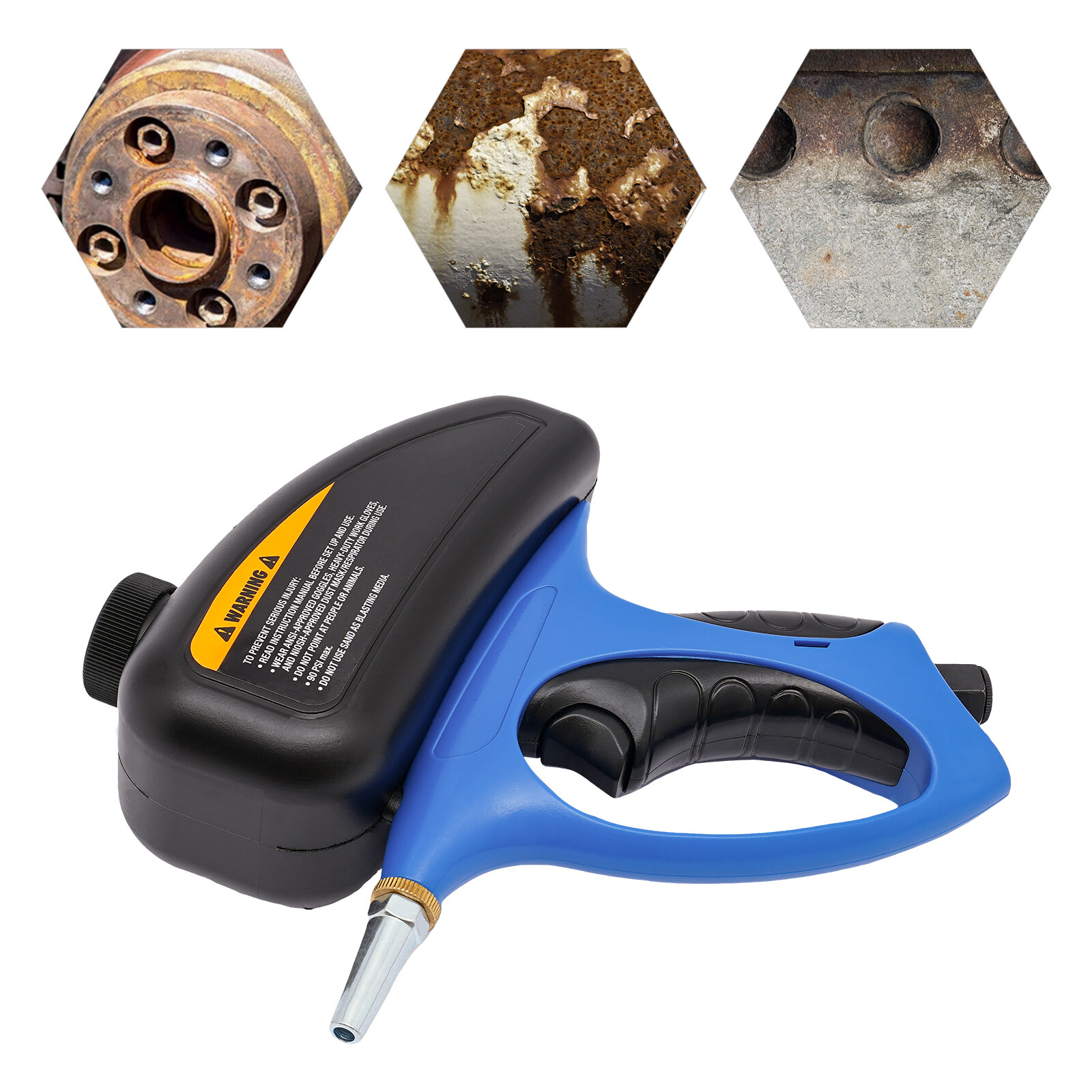 Air-Powered Sand Blasting Gun Rust Removal Blaster Lightweight 90PSI ...