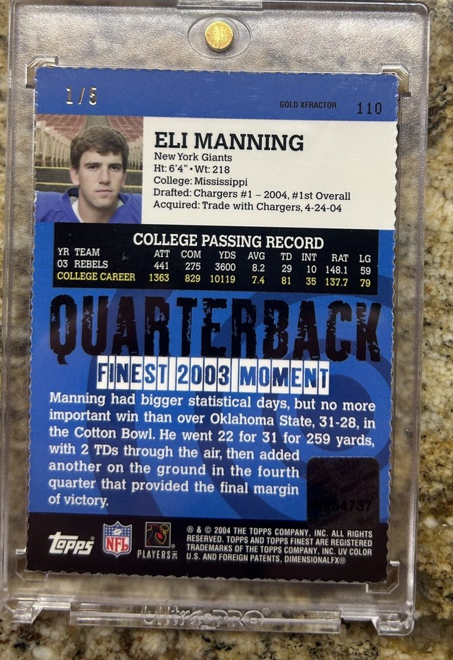 2004 Topps Eli Manning Rookie Auto Crown Jewels Collection with Bonus ...