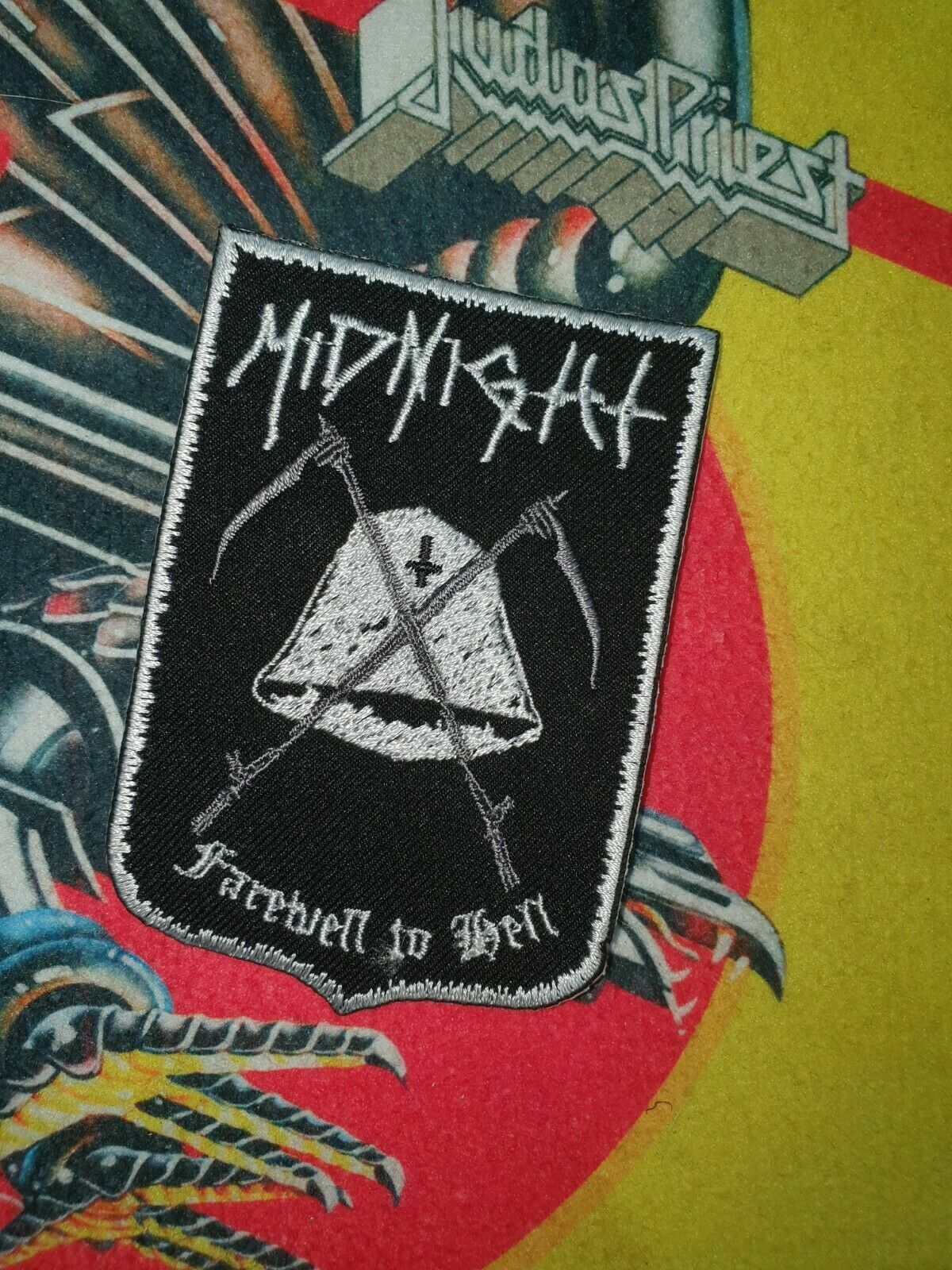 Midnight Patch Shape Gestickt Shield Black Metal Dark Funeral Kutte ...