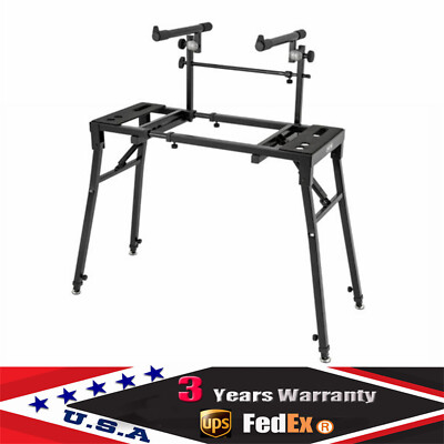 Keyboard Stand DJ Workstation Table Top Piano Holder 2-Tier Double ...