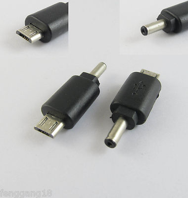 2x Black 3.5x 1.1mm DC Power Male Plug To Micro 5 Pin USB Male Adapter ...
