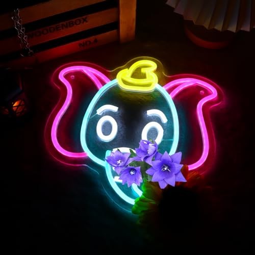 Cartoon Elephant Neon Light for Wall Decor, Kids Room, Bar, Cafe ...