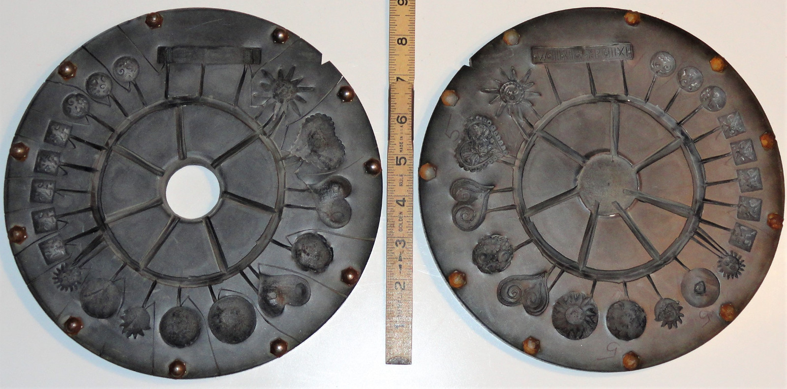 Old 9” Rubber Spin Casting Mold Hearts Suns Stars Random Designs Pins ...