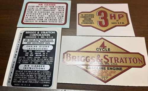 Briggs & Stratton Engine Decals, 3 HP Tote Gote 80000 With B&S Foam ...