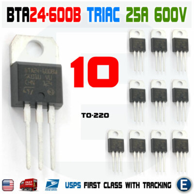 10pcs BTA24-600 TRIAC Thyristor 25A 600V ST BTA24-600B TO-220 | eBay