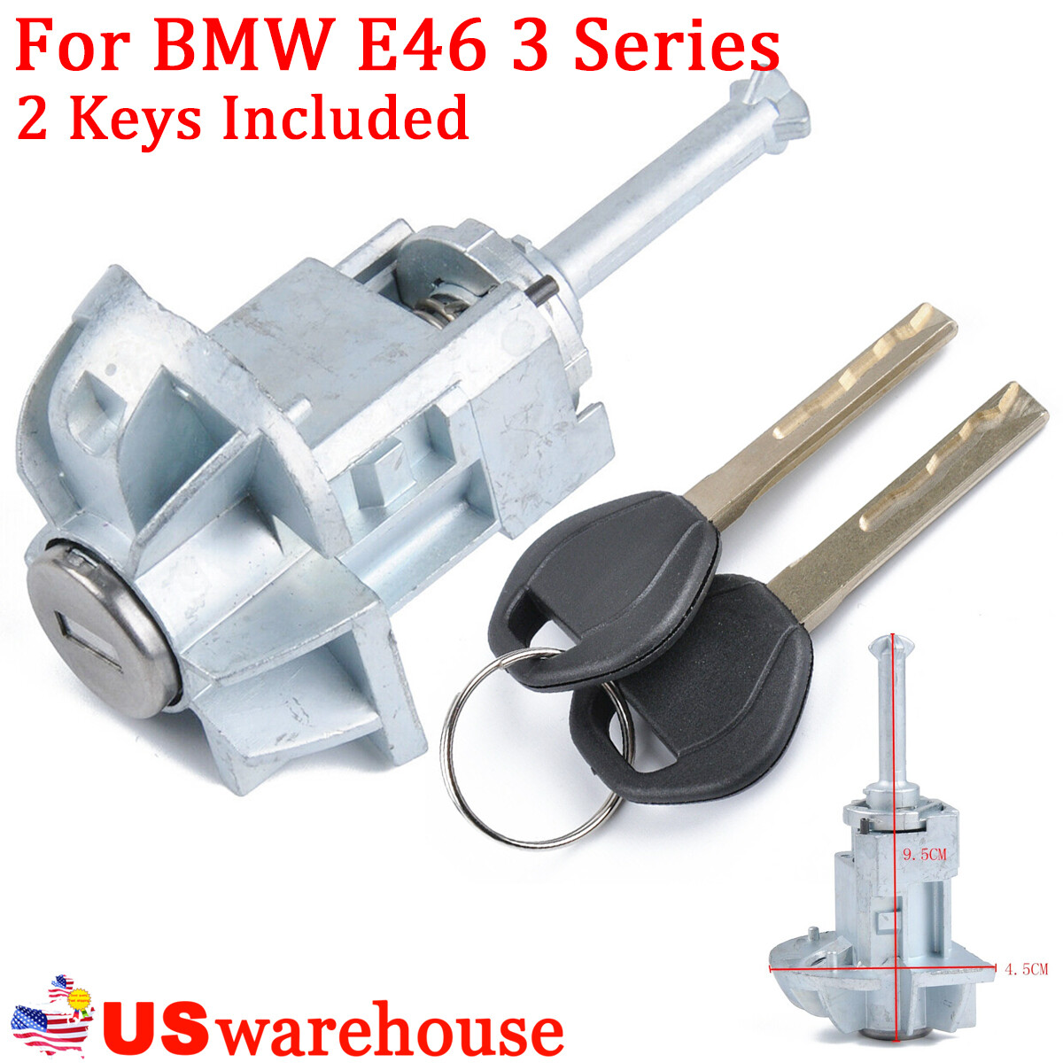 FOR BMW E46 3 SERIES LEFT DRIVER DOOR LOCK CYLINDER BARREL ASSEMBLY And ...