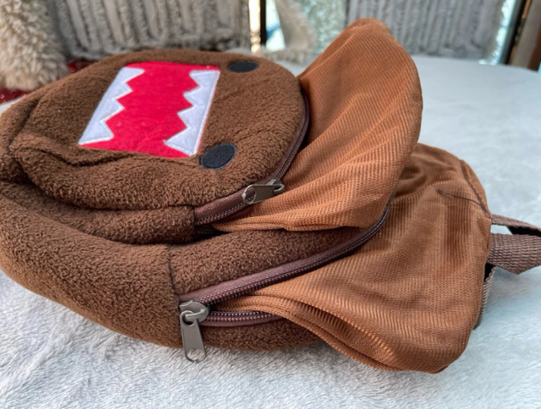 Domo fabric crossbody bag, brown,Domo-kun cartoon collectibles,Size 7x9 ...
