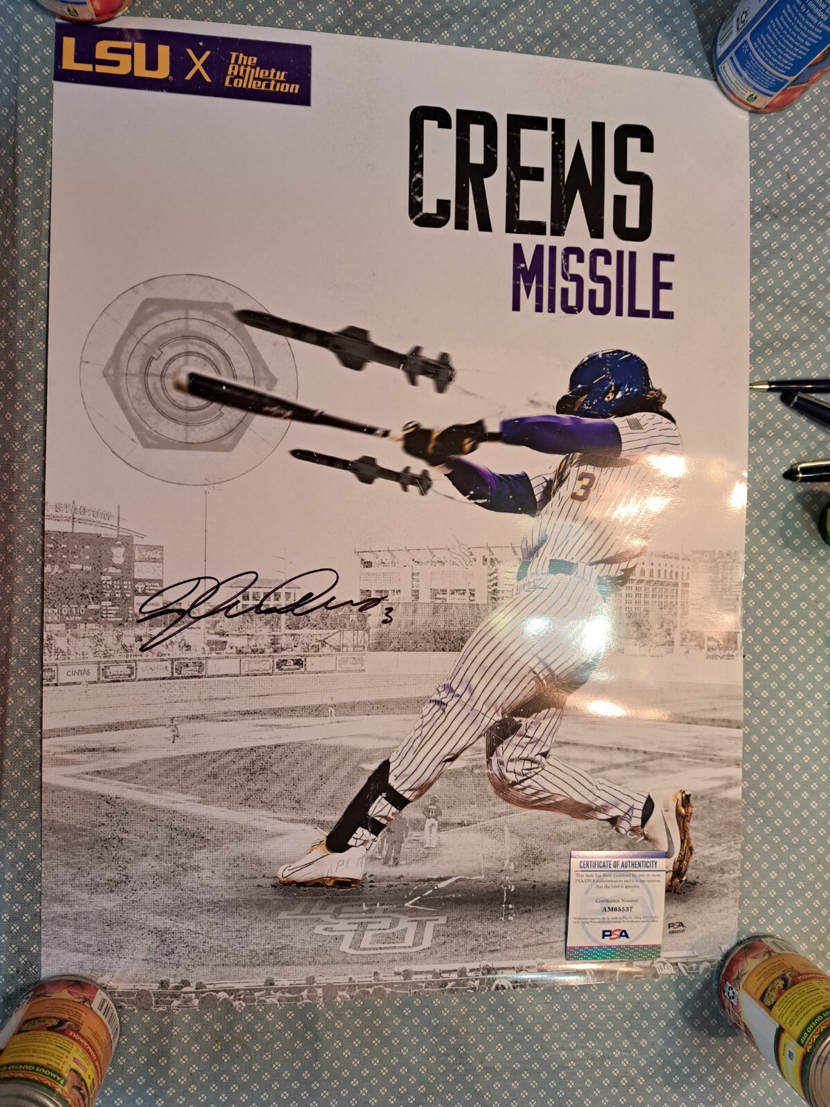 DYLAN CREWS LSU TIGERS BASEBALL SIGNED CREWS MISSLE POSTER PSA DNA 2023 ...