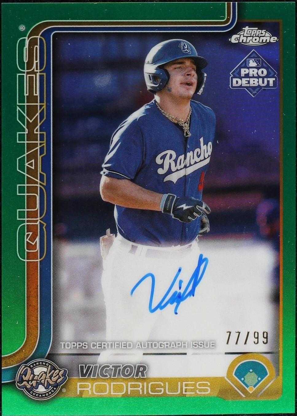 2025 Topps Pro Debut - Chrome Victor Rodrigues #PDC-66 Green Refractor ...