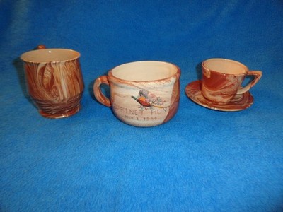 Vintage Lot Emil Cahoy Colome Winner SD Swirl Clay Pottery 3 Cups ...