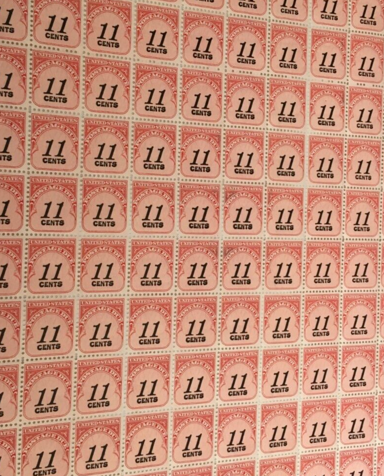 J102 US Postage Due Full Mint Sheet of 100 stamps MNH OG 11 cent | eBay