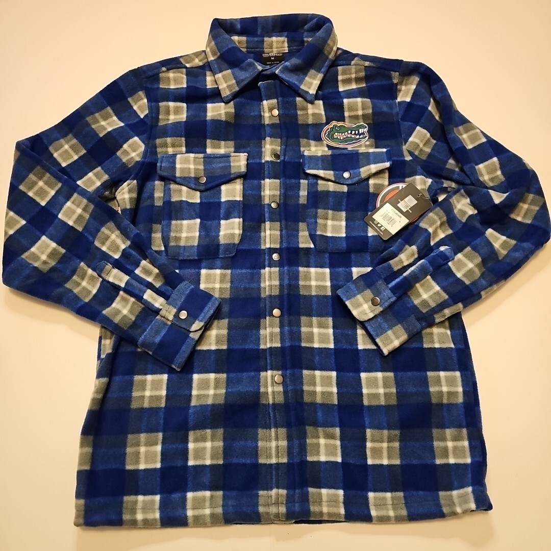 NWT Florida Gators Full Button Up Blue Gray Plaid Jacket Medium New ...