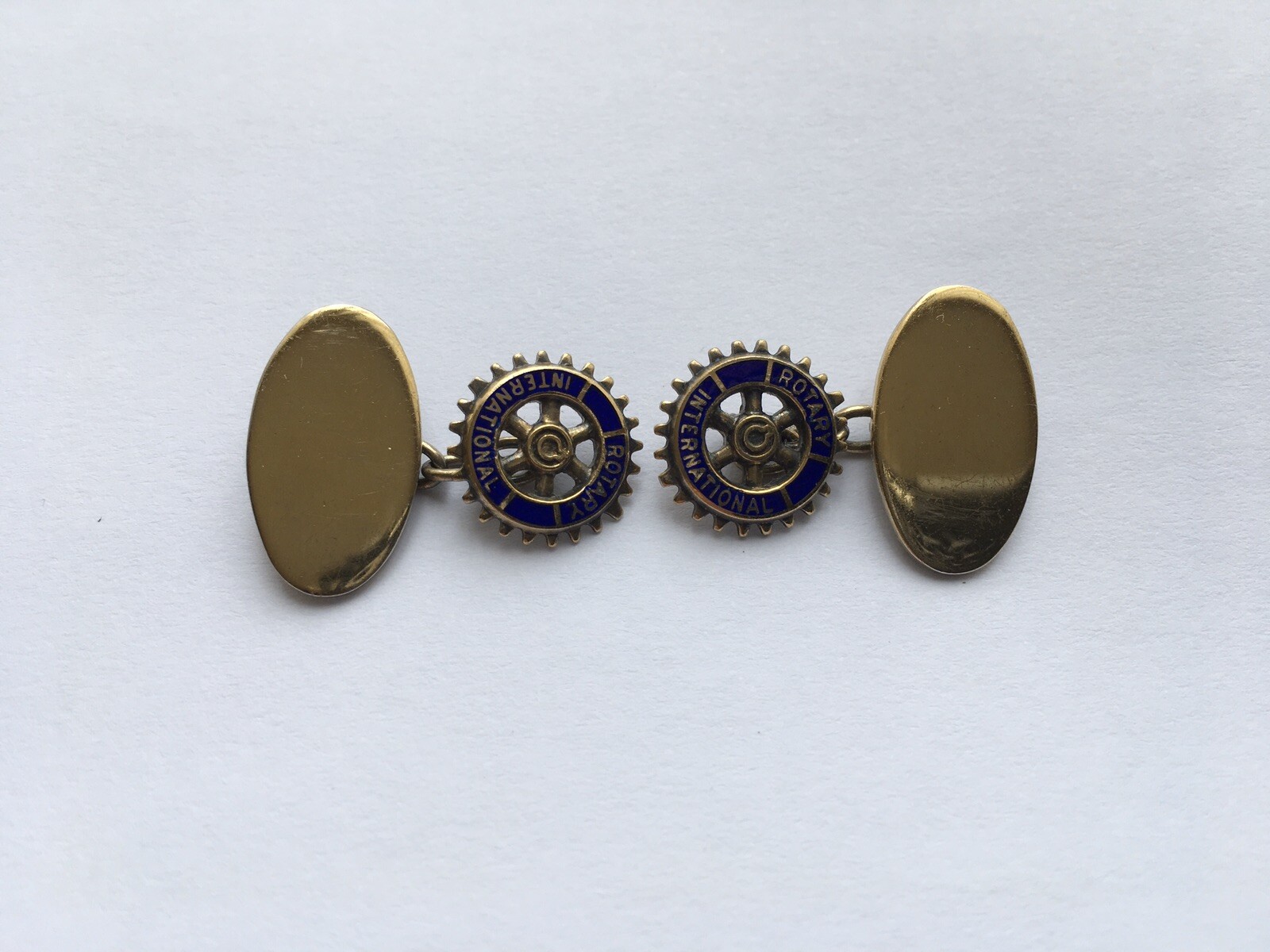 C1950s VINTAGE SILVER GILT&ENAMEL ROTARY INTERNATIONAL GENTS CUFFLINKS ...