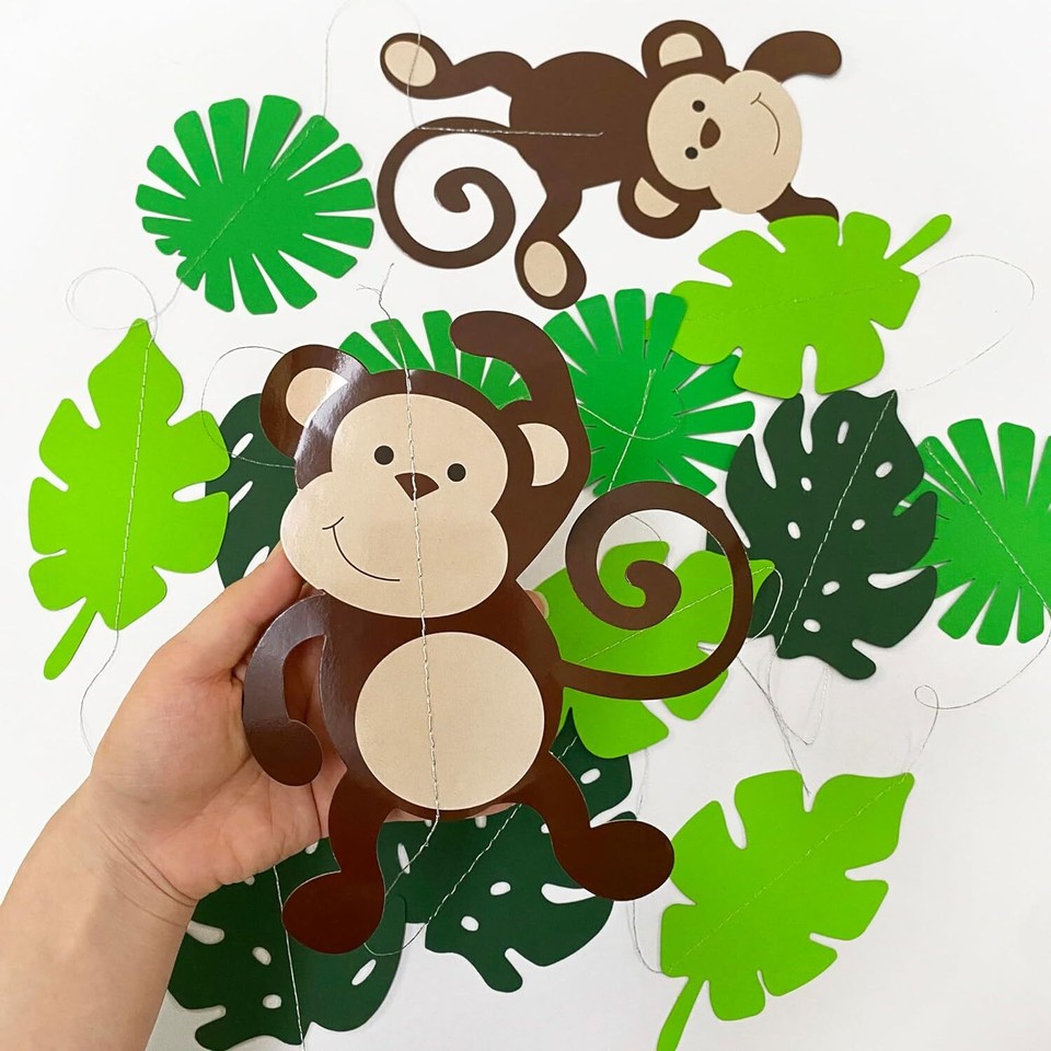 Monkey Palm Leaves Cutouts Garland Jungle Party Decorations Monkeys | eBay