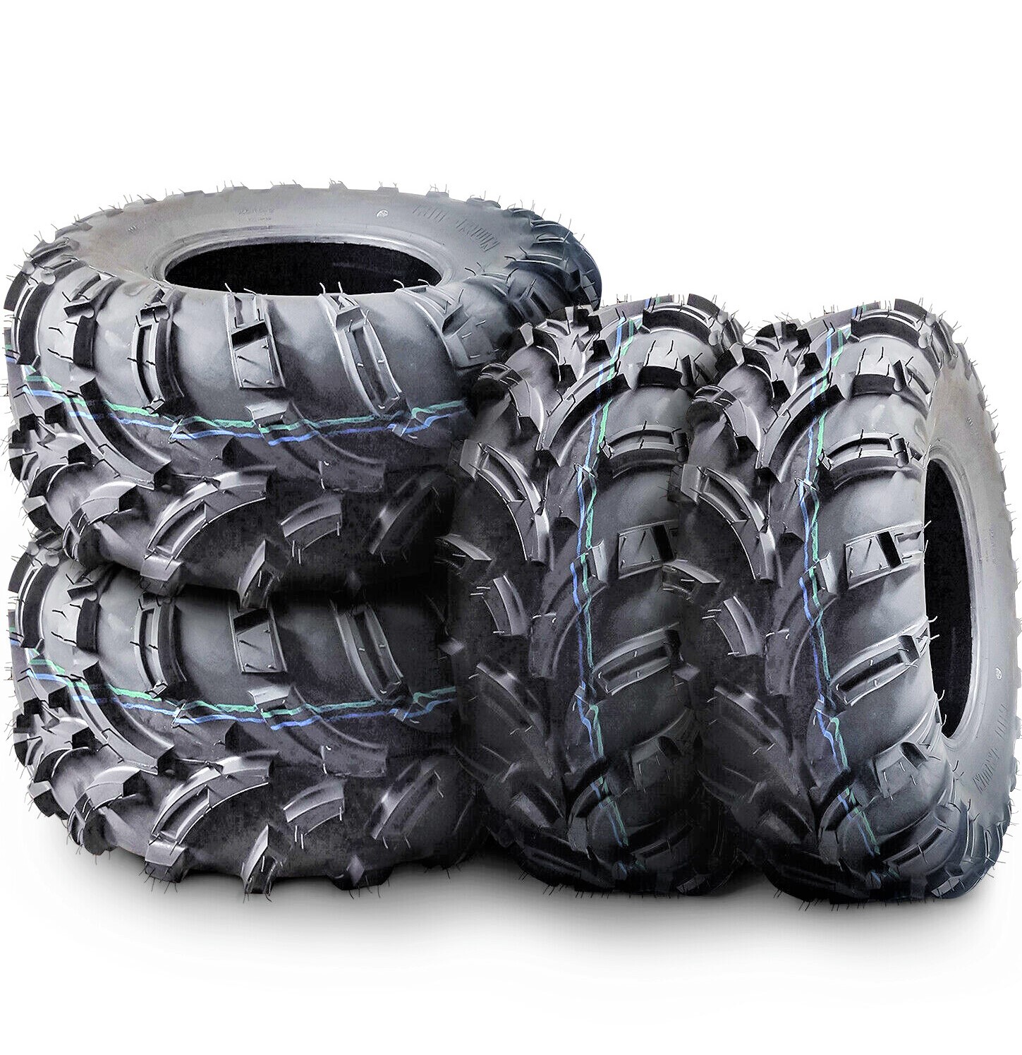 Set of 4 ATV UTV Mud Tires 2x 26x9-14 26x9x14 & 2x 26x11-14 26x11x14 6 ...