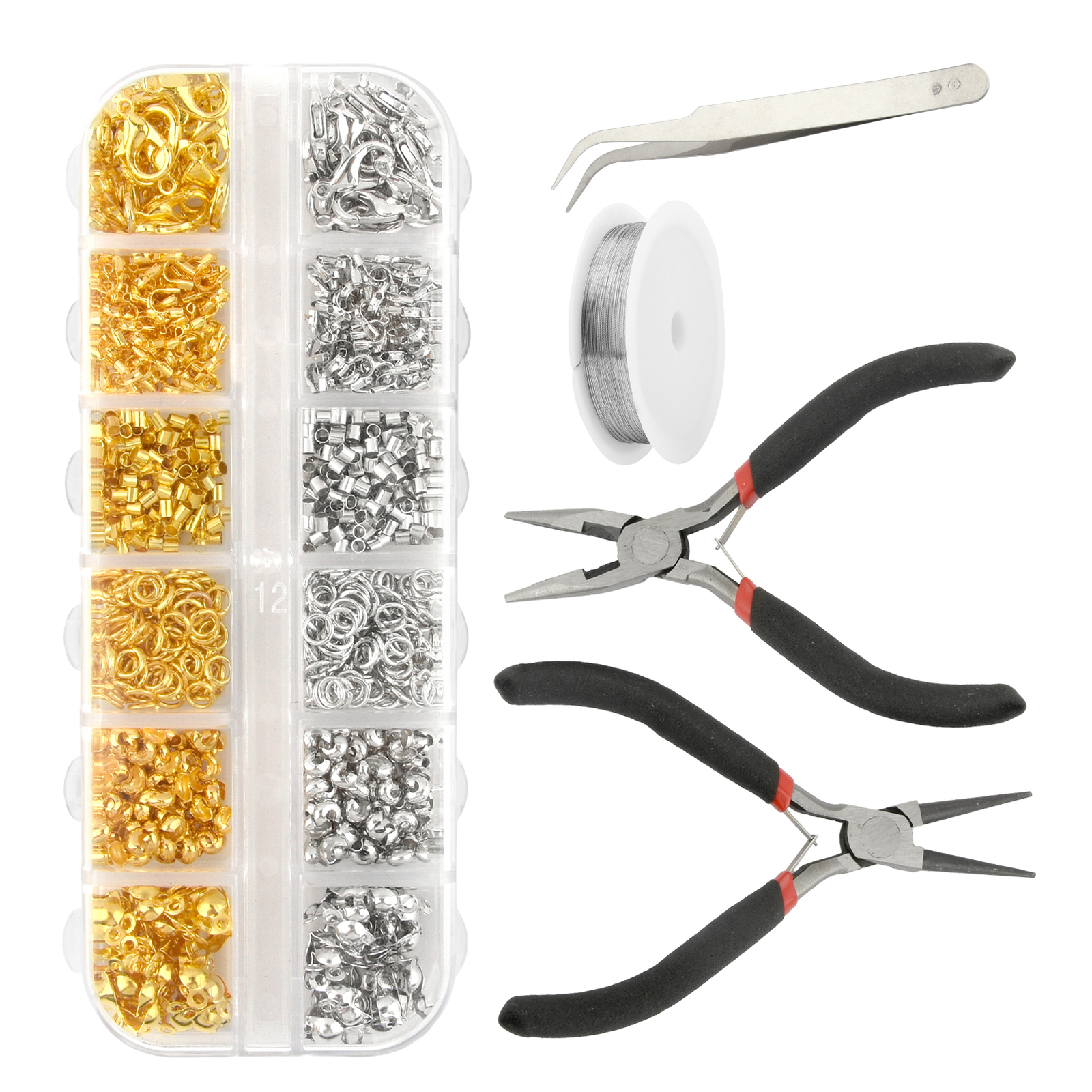 1204pcs Wire Guardians Tubes Crimp Bead Kit Crimping Pliers Lobster ...