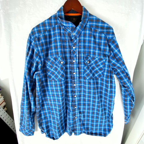 5.11 Tactical Mens Large Concealed Carry Pockets Shirt Blue Plaid Pearl ...