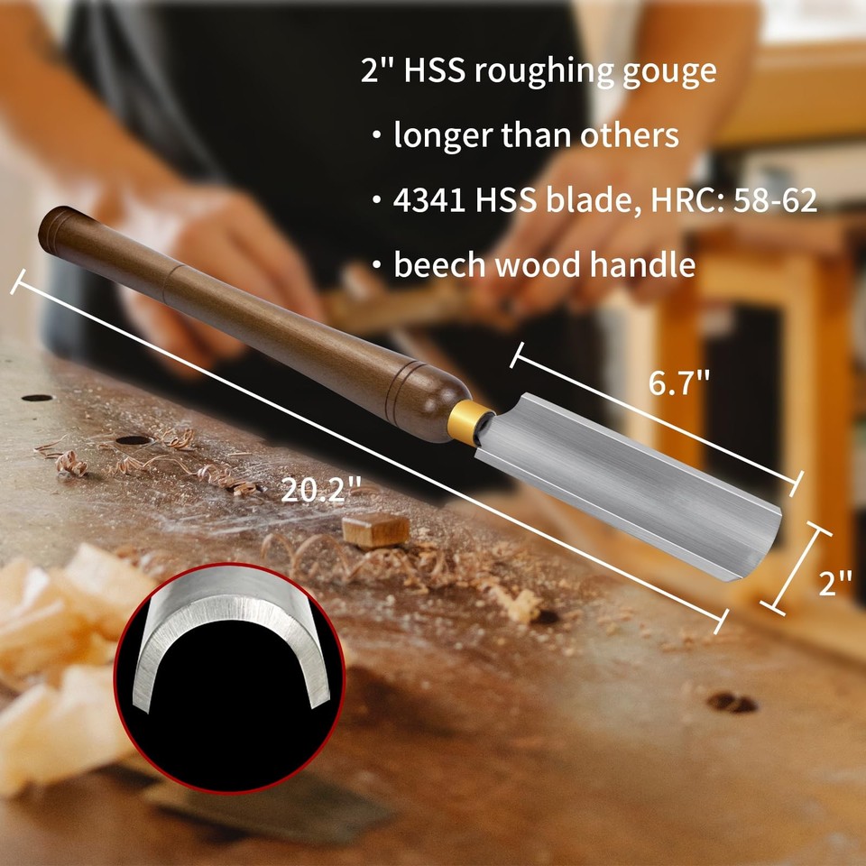 DEEFIINE 2-Inches HSS Spindle Roughing Gouge Lathe Chisel,Wood Lathe ...