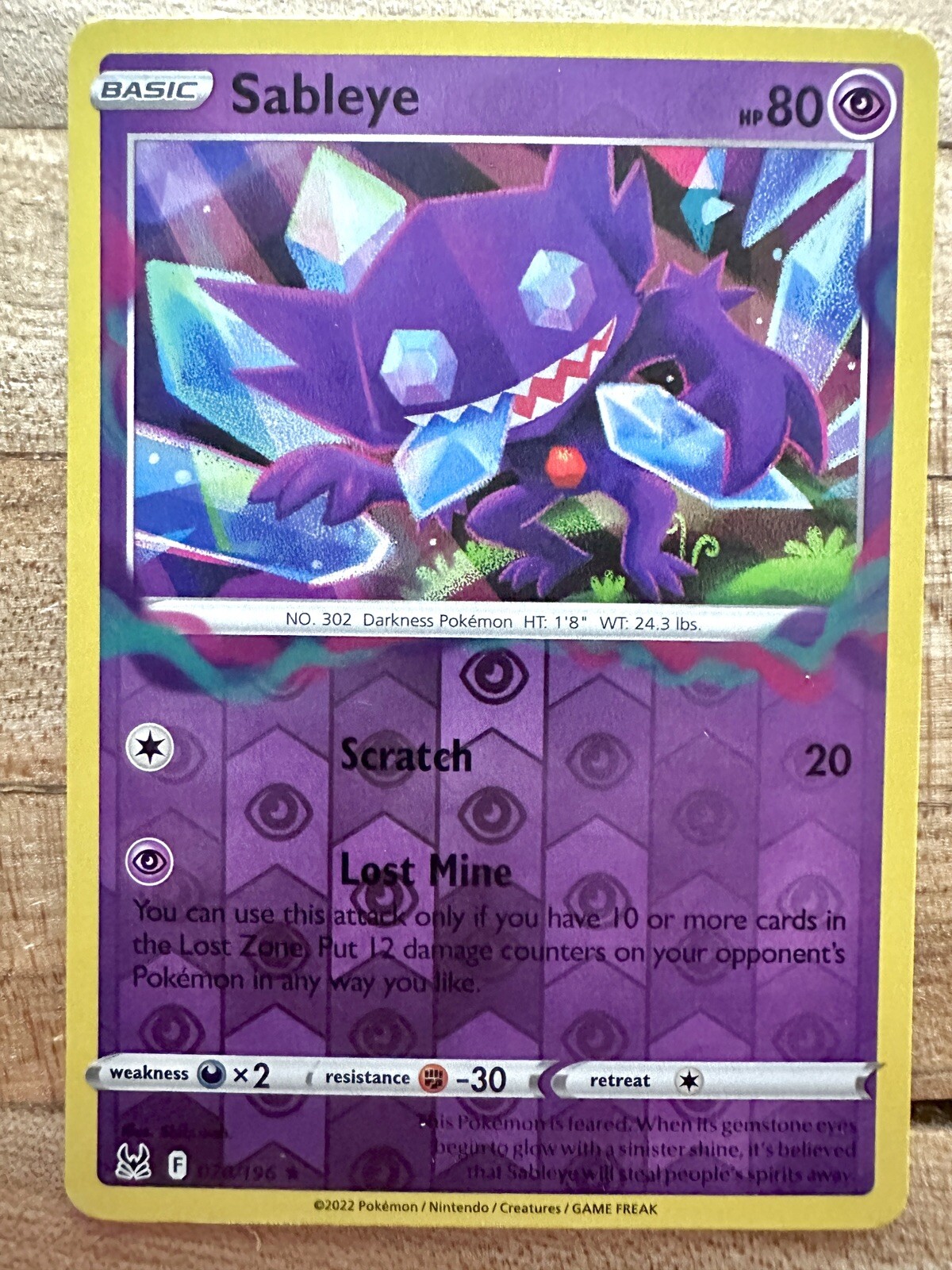 Pokémon TCG Sableye Sword & Shield - Lost Origin 070/196 Reverse Holo ...