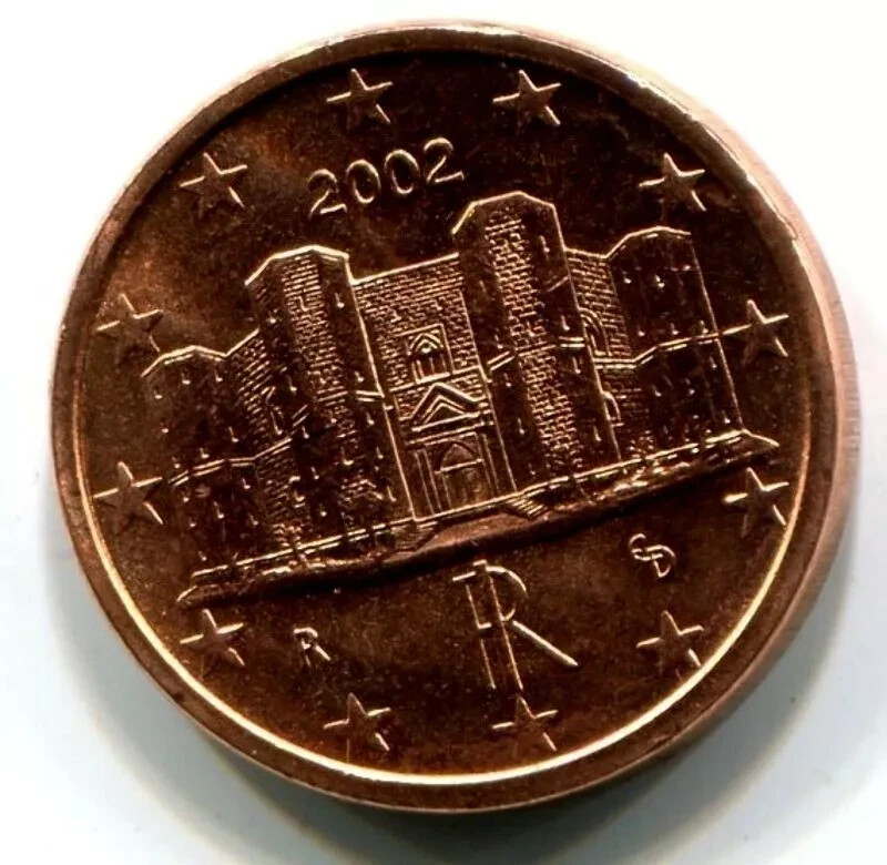 Italy 1 CENT EURO 2002 KM-210 x 1 Pcs Italian Castle UNC World Currency ...