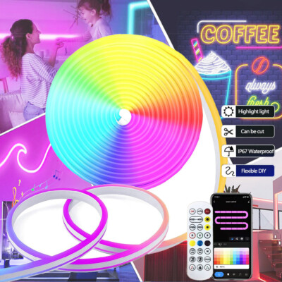 5M Neon LED Strip Streifen RGB Flex Schlauch diffus Lichtband Dimmbar ...