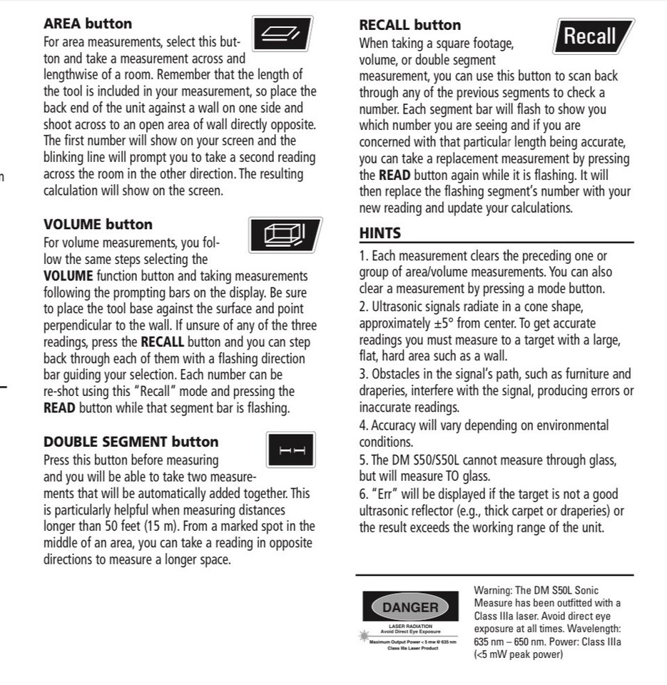 ZIRCON Sonic Measure DM S50 Sound Wave Measuring Device From 2 to 50 ...