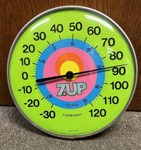 1970's Vintage 7UP Metal Thermometer JUMBO DIAL Soda Advertising | eBay