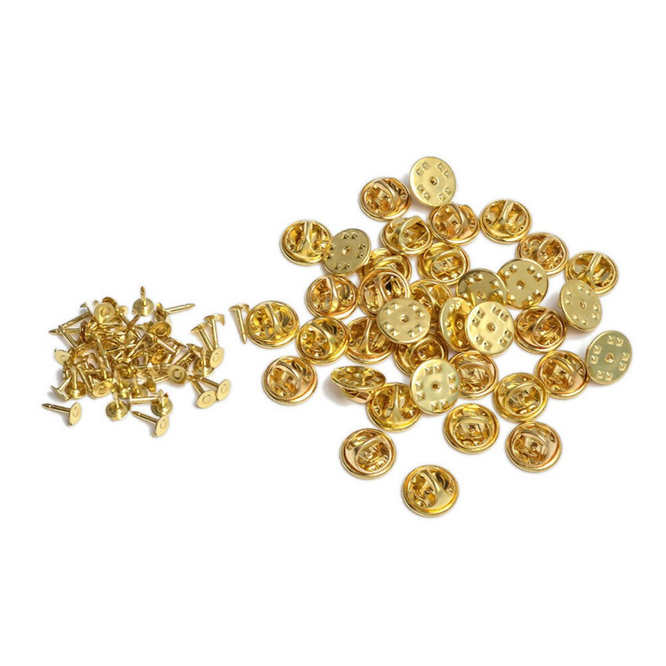 Gold/Silver Butterfly Clutch Pin Squeeze Clasps Metal Badge Hat Lapel ...