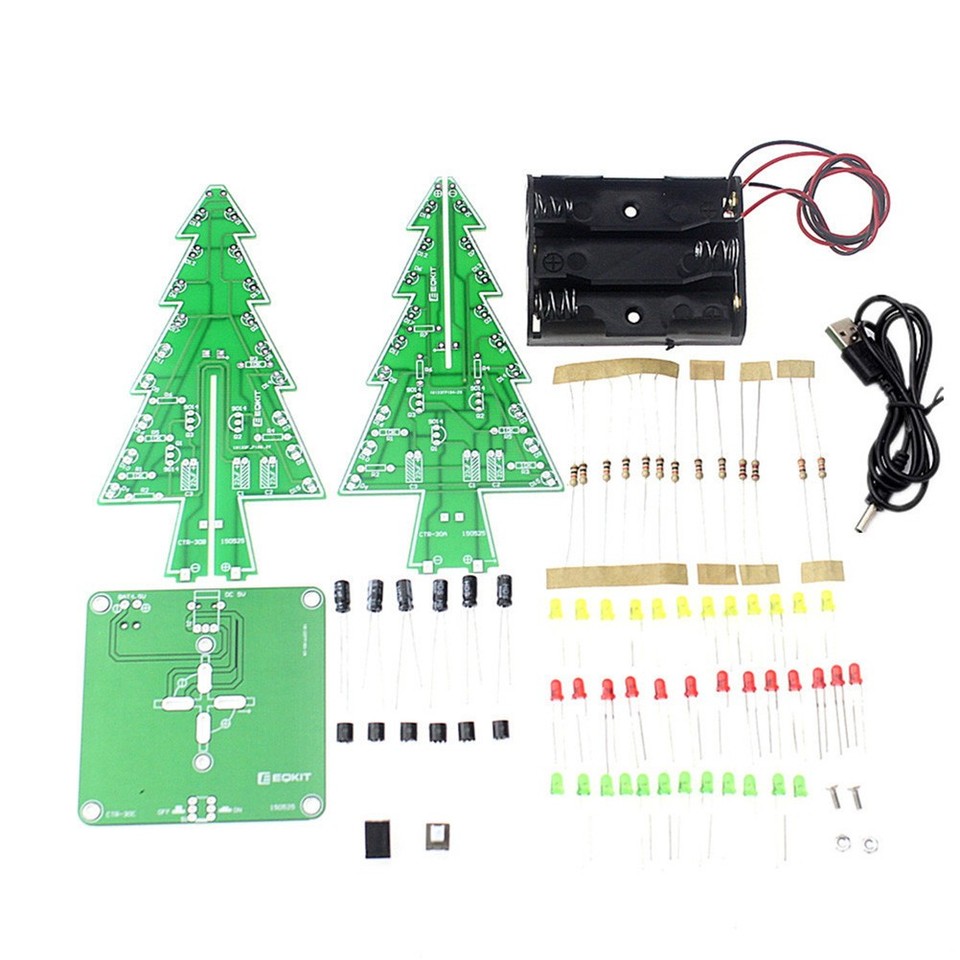1pc DIY Electronic Module Kit Tri-color Flashing Simulation Christmas LED Trees | eBay